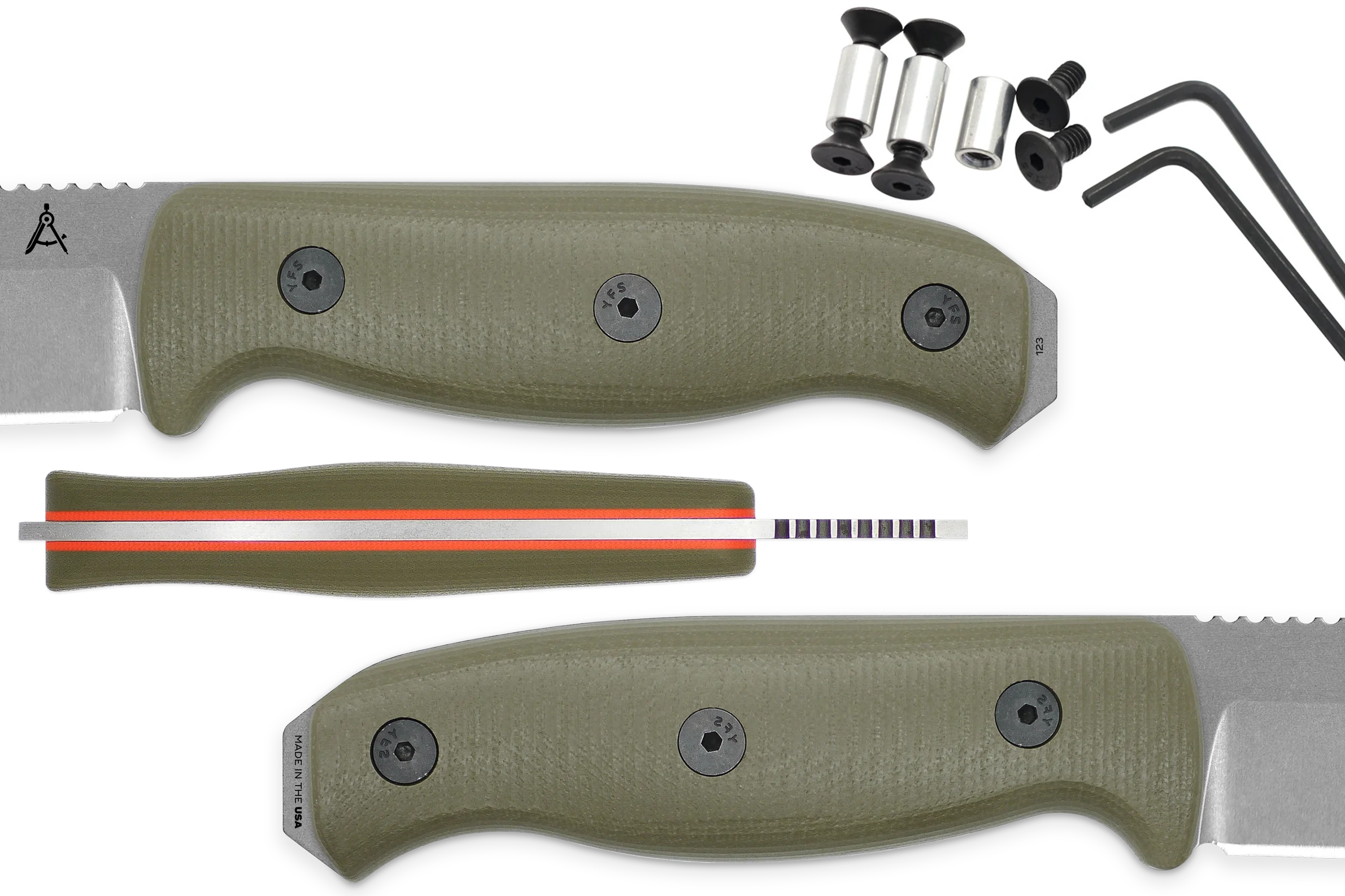 Handle Kit for AK 3.5 and AK 4.5 - Ranger Green w/ Orange Liner G10 ...